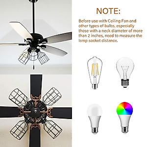 Simple Deluxe 2-Pack Adjustable Industrial Clamp on Metal Bulb Guard Cage for Pendant, Farmhouse Light Fixture, Vintage Lamp Shades and Hanging Lamp, Black