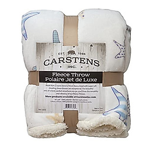 Carstens Starfish Coastal Plush Sherpa Throw Blanket 54" x 68", White