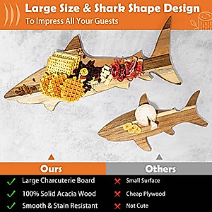Faivykyd Funny Shark Charcuterie Board Housewarming Gift, Wood Cheese Serving Aperitif Board, Decorative Shark Board for Kitchen, Thanksgiving Christmas Birthday Gag Gift for Women Men
