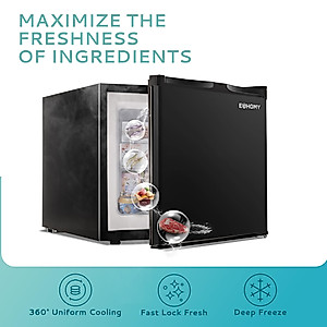 EUHOMY Mini Freezer Countertop, 1.1 Cubic Feet, Single Door Compact Upright Freezer with Reversible Door, Removable Shelves, Small freezer for Home/Dorms/Apartment/Office(Black)