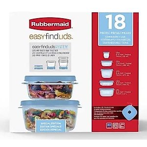 Rubbermaid Easy Find Lids Food Storage-Containers, Special Edition, Ice Blue, 18-Piece Set