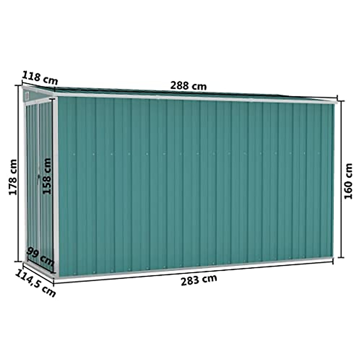 Gecheer Wall-Mounted Garden Shed Green 46.5"x113.4"x70.1", Outdoor Storage Shed with Door Galvanized Steel Shed Storage House for Backyard Garden Patio Lawn