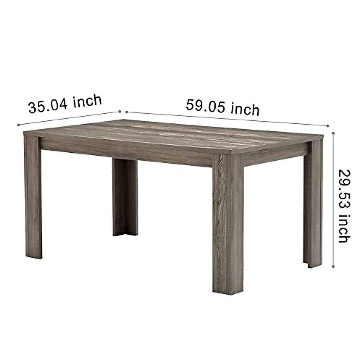 GIA 59" L Wood Restaurant Dining Table for 4-6, Seats up to 6, Modern Farmhouse Rectangular Home Kitchen Dinner Table with Melamine Finish, 59x35x29.5 Inches, 77lbs, Aged Gray Oak