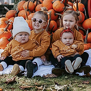 Toddler Baby Girl Boy Halloween Outfit Pumpkin Patch Crewneck Sweatshirt Pullover Sweater Fall Halloween Clothes (Hand Picked The Pumpkin Patch-Brown,6-12 Months)