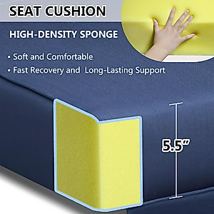 Indoor Outdoor Recliner Replacement Cushion, Patio Furniture Chair Sofa Washable Cushion Deep Seat, UV Protected, Fade Protected and Water Spill Repellet, Cover Can be Replaced (Navy Blue)