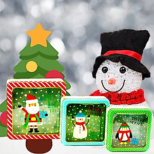 3 Christmas Cookie Tins- Christmas Cookie Tins with Lids for Gift Giving, Christmas Tins Holiday Cookie Boxes, Christmas Tins for Cookies and Gifts- 3 Nested Metal Cookie Tins (Christmas Cookie Tin)