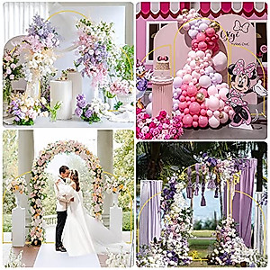 Mugiden Metal Arch Backdrop Stand Set of 3 Gold Wedding Arch Stand (7.2FT/5FT/5FT) Square Door Arched Frame for Ceremony Anniversary Birthday Party Celebration Outdoor Indoor Graduation Decoration