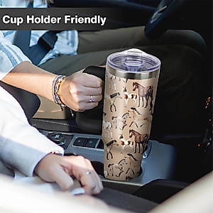 puhnhsv 30 oz Horse Tumbler With Handle and Straw, 30oz Insulated Stainless Horse Tumbler Coffee Travel Mugs Cup Water Bottle Horse Lovers Gifts for Women Girls
