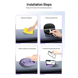 Loncaster Car Phone Holder, Car Phone Mount Silicone Car Pad Mat for Various Dashboards, Slip Free Desk Phone Stand Compatible with iPhone, Samsung, Android Smartphones, GPS Devices More (Purple)