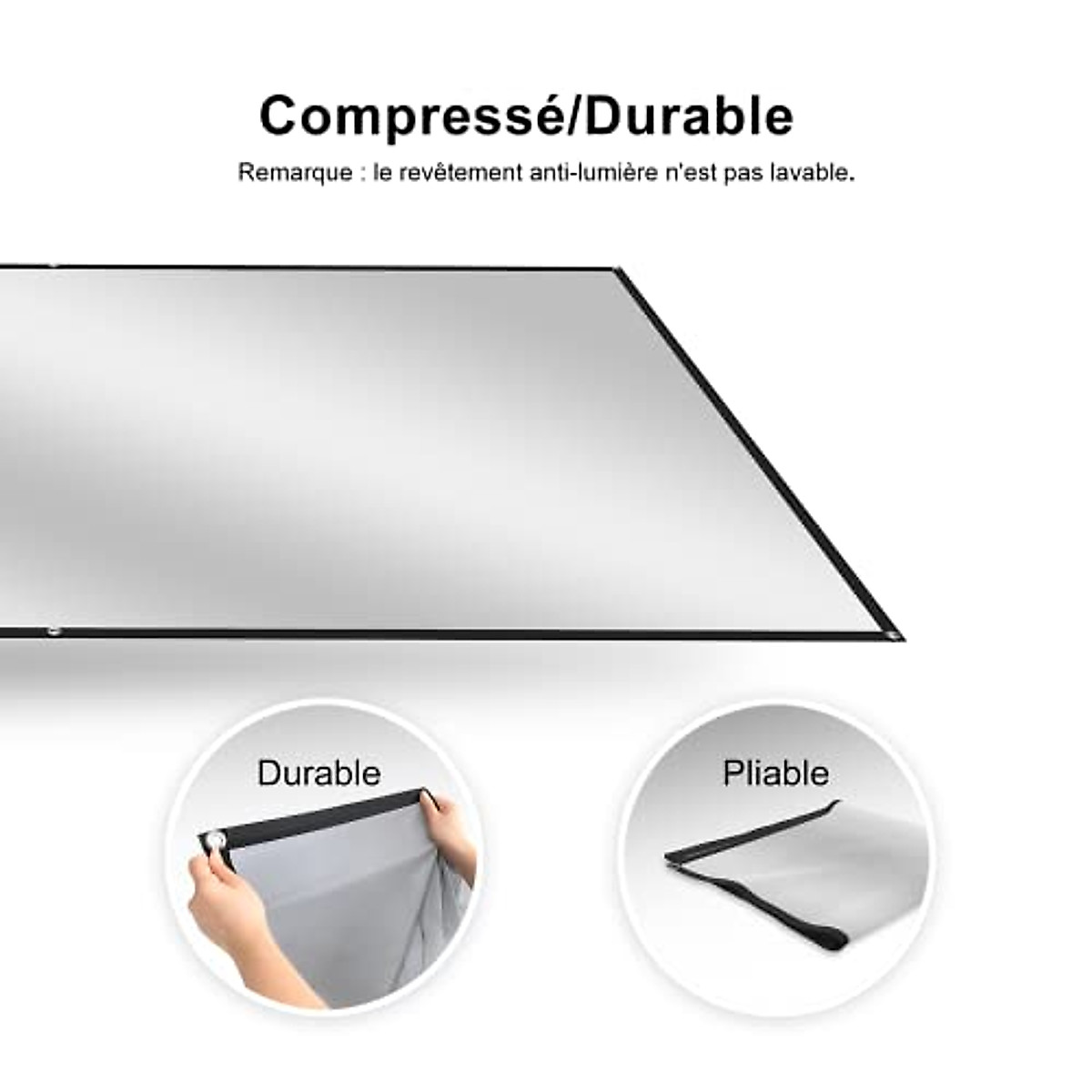 WEWATCH Light Rejecting Projector Screen, 120 inch Optical Layer Material Silver Gray Projection Movies Screen 16:9 HD Foldable Anti-Crease Portable for Home Theater Outdoor Indoor