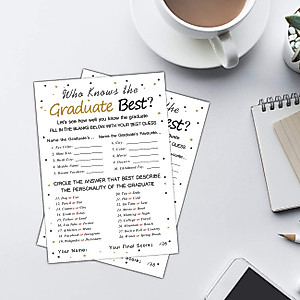 Fibevon Graduation Party Game Cards - Who Knows The Graduate Best (36-Pack)- Graduation Party Collection Grad Celebration Party Supplies for High School/College/Senior School