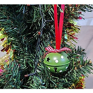 dongye 9 PCS Christmas Bells, Christmas Jingle Bell,Christmas Tree Bells Pendant,Christmas Holiday Party Supplies Craft Bells with Star Cutouts, Red & White & Green Home Garden Christmas Tree Decor