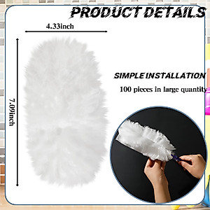 Peryiter 100 Pcs Duster Refills Kits Disposable Replacement with 2 Handle Duster, White Duster Refills Disposable Electrostatic Duster Extender Handle for Home Office Ceiling Fans Furniture
