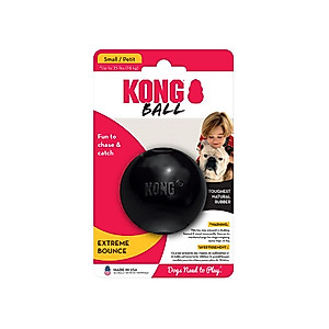 KONG Extreme Ball with Hole - Dog Fetch Toy - Durable Dog Ball Toy for Training, Interactive Playtime & More - Natural Extreme Rubber Ball for Dogs - Black - for Small Dogs