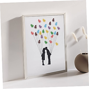 SHOWERORO Fingerprint Check-in Painting Guestbook Personalized Book Guest Book Wedding Signature Photo Frame Wedding Book for Wedding Supplies Chemical Fiber Canvas Balloon Substitute Bride