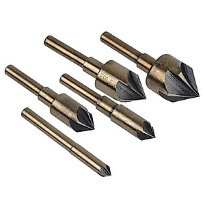 Eagles 5Pcs 82 Degree Heavy Duty Industrial High Speed Steel Countersink Drill Bit Set With Automatic Center Punch