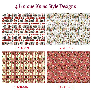 RiukRaiu Christmas Wrapping Paper For Kids Men Women Gift's.Xmas Design-Gift Wrap Contain Snowman Train Biscuit House Candy Skiing Gnome Santa Claus.8 Sheets 20 X 29 Inch, Folded Flat Not Roll