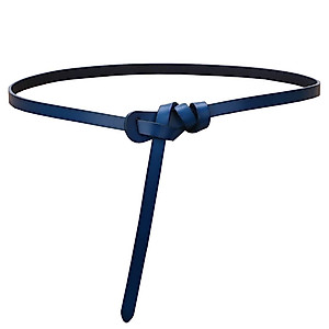 shengweiao Women's Adjustable Leather Belts Fashion Skinny Waist Strap (Small, Blue)