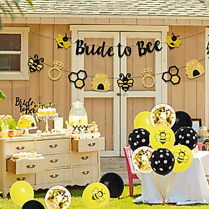 Bride to Bee Bridal Shower Decorations - Bride to Bee Banner Cake & Cupcake Topper, Black and Yellow Confetti Balloons, Garland for Bee Themed Bachelorette, Engagement, Wedding Party Supplies