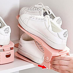 CHICIRIS Shoe Stacker, Shoe Slots Double Layer Shoe Shelf for A Pair of Shoes, 3.9 x 9.8 x 3.1 (Nordic Yellow)