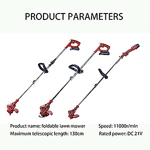 Walk-Behind Lawn Mowers Lawn Tool, Cordless Lawn Mower for Lawn, Yard, Garden, Shrub Trimming and Pruning (Red w/Batteries)