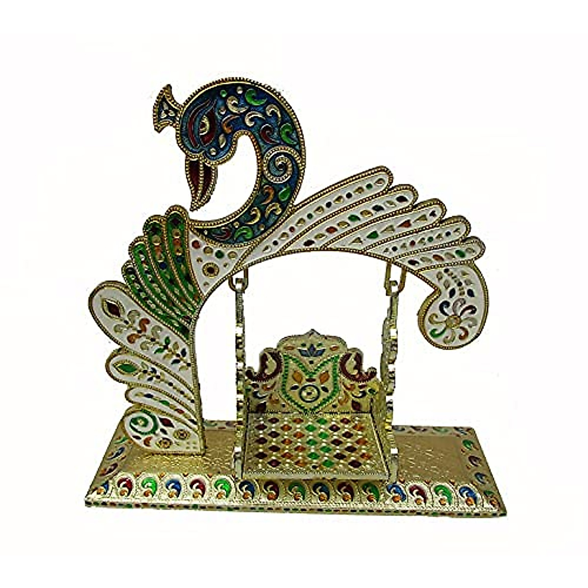 Janmashtami Gift Laddu Gopal Ji Jhula Peacock Swing Jhula Fastest Delivery Service Available on Demand (4-7 Days for Customization Whatsapp +917419240007