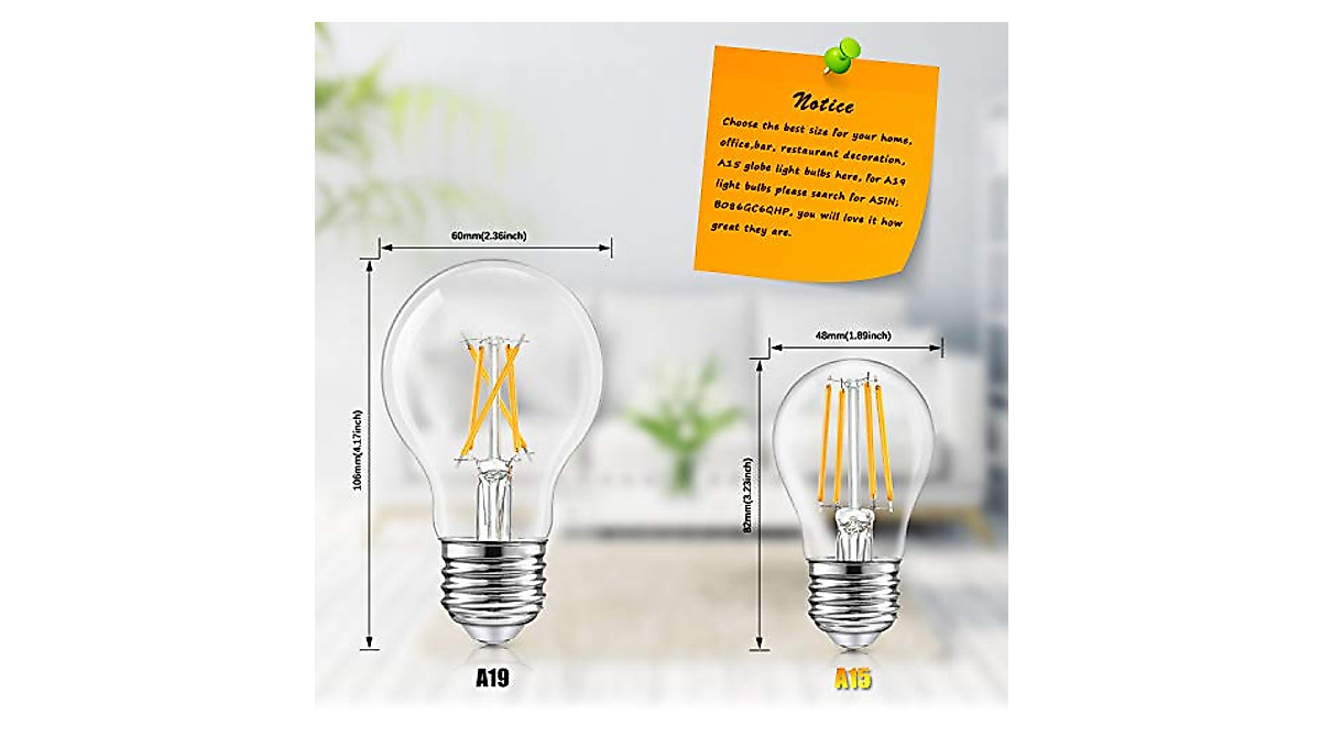 TOBUSA 12-Pack Dimmable Globe A15 LED Bulbs - Warm White