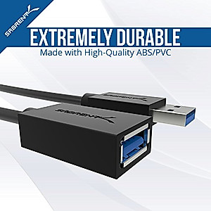 SABRENT USB 3.0 Extension Cable 22AWG A Male to A Female [Black] 10 Feet for Data Transfer/Charging (CB-3010)