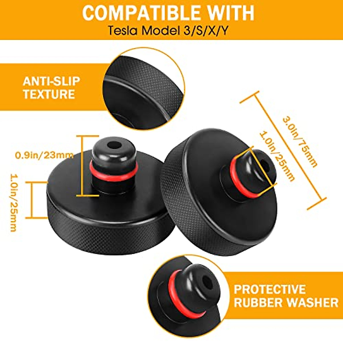 KIVIYNAY Lifting Jack Pad for Tesla Model 3/S/X/Y, Portable Tesla Jack Pucks with Protective Ring & Storage Case, 4 Durable Tesla Lift Pucks for Battery Protection