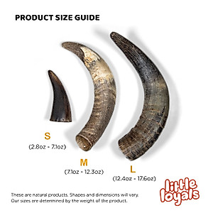 Little Loyals |100% Natural Cattle Horn |Dog Chew Toy |Long Lasting Treat |Fully Digestible |Gluten Free |Grain Free |Free Range| Grass Fed| for Aggressive Chewers |Dental Care (Small)