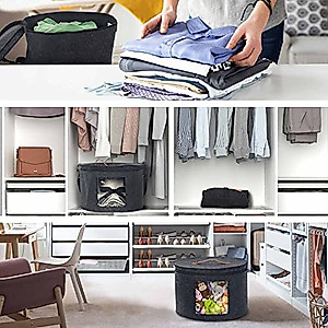 Affogato Hat Box, Hat Storage Box for Women & Men, Travel Hat Box with Handle and Hook, Stackable Felt Cowboy Hat Box with Dust-proof Lid for Clothes Stuffed Animal Toy Storage Travel Bag