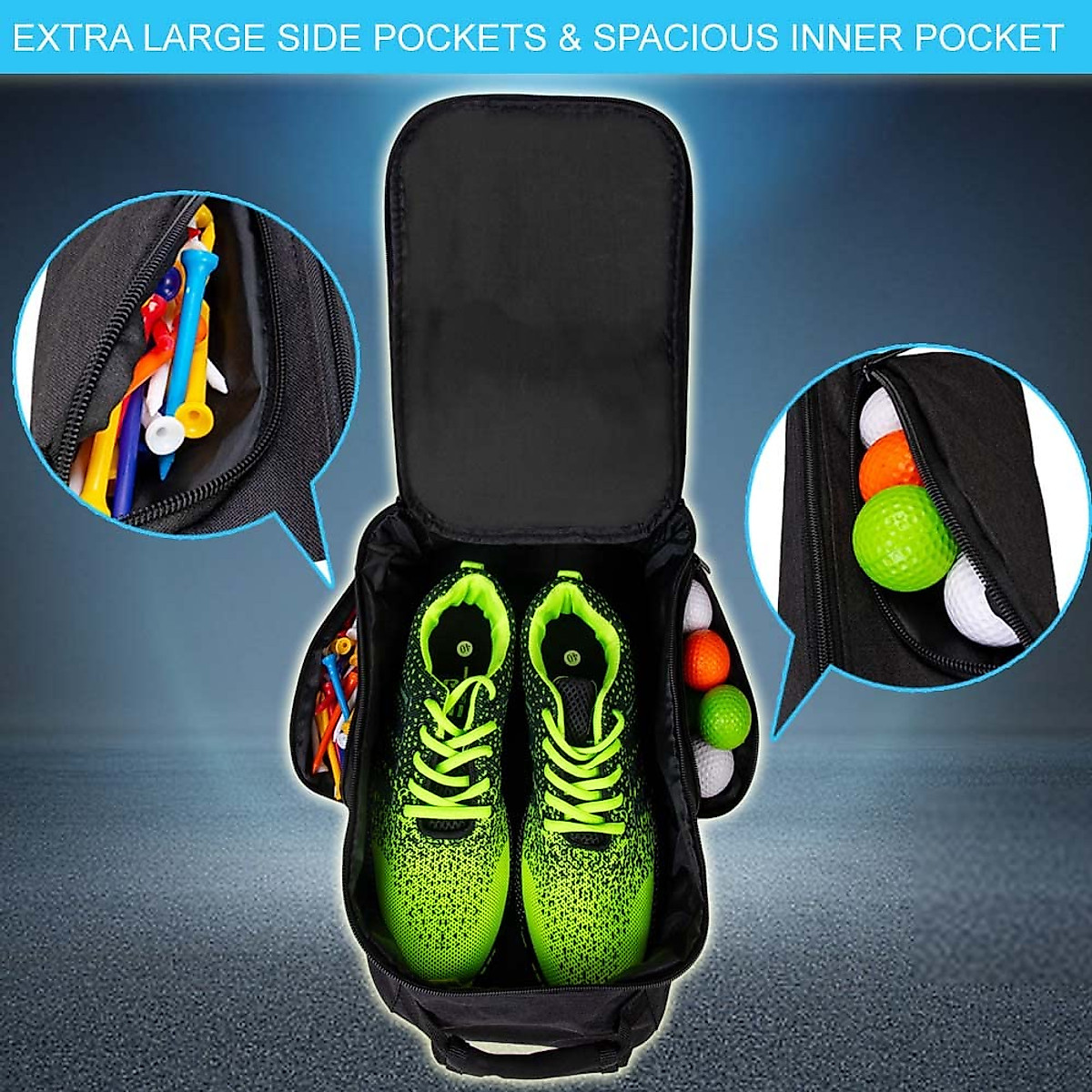 AGSDON Golf Shoe Bag Men, Shoe Travel Bag, Zippered Sport Shoe Bag