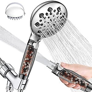 Filtered Shower Head for Hard Water Handheld,9 Spray Modes+Jet Flush High Pressure Filtered Detachable Showerhead,Water Softener Showerheads with 60"Long Hose,Adjustable Holder,Water Flow Restricter