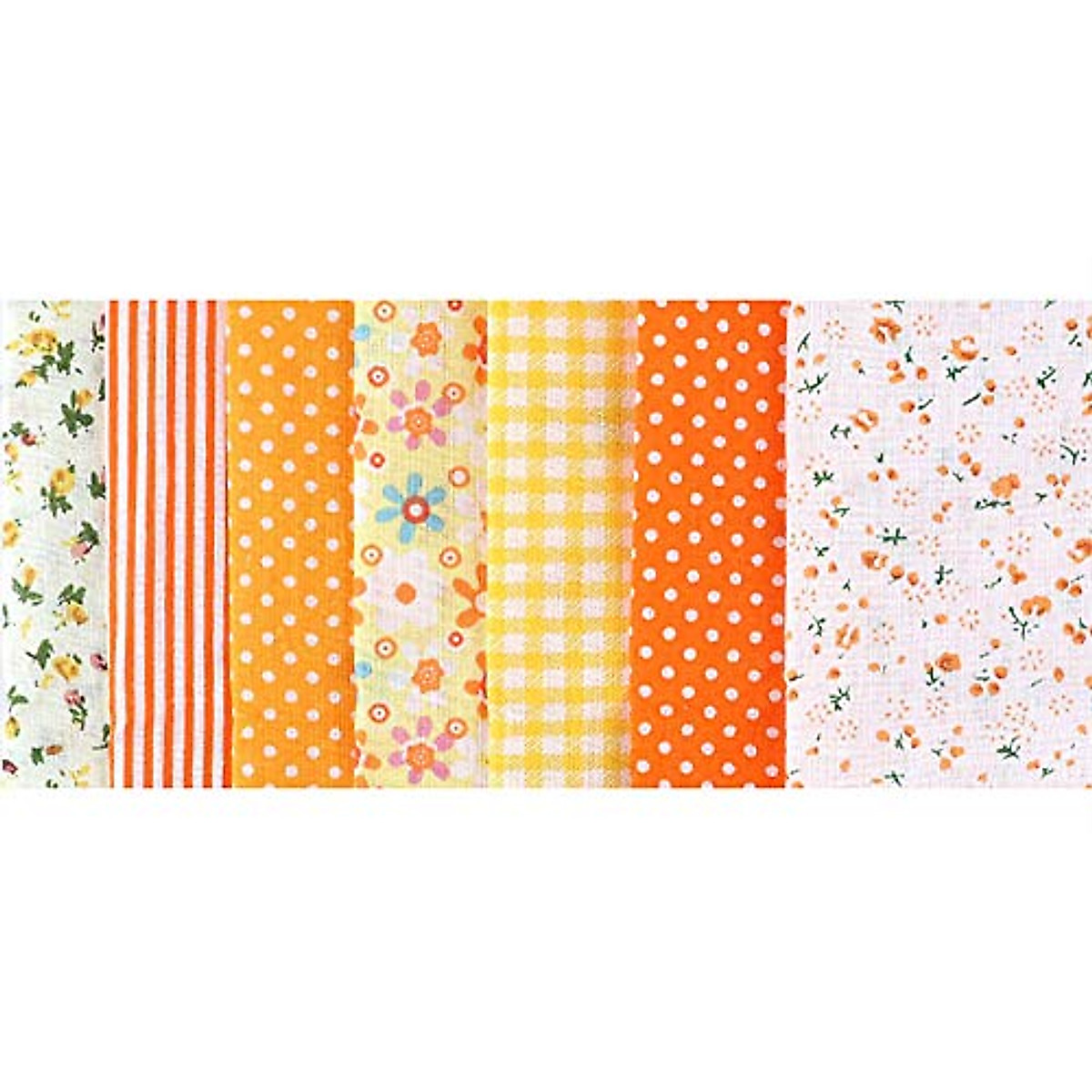 7pcs Cotton Fabric Package 19.7"x19.7", 100% Cotton Quilting Fabric, Wrapping Cloth, Bundles of Fabric for DIY Patchwork Sewing (Orange)