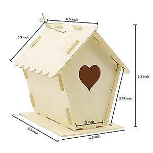 Yitokmc 2 Set Unfinished Wooden Birdhouses Kit for Children to Build and Paint Bird House Kids DIY Arts Crafts Kits Bird Feeder Kit for Girls Boys Toddlers