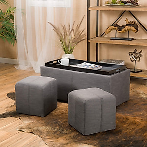 Christopher Knight Home Drake Fabric Ottoman, Gray