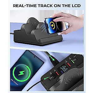 FORYOU Charger Station Wireless Charger Phone with QC/PD Ports, 8 in 1 Fast Charging Pad Wireless Phone Charger for iWatch/Airpods/Samsung/Android/iPhone 14 13 12 for Travel Essentials