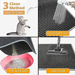 Topcovos Cat Litter Mat, Litter Mat Double Layer Honeycomb Trapping Mat, Easy Clean Litter Box Mat EVA Phthalate Free Kitty Litter Mat