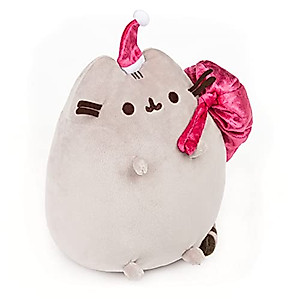GUND Santa Claws Pusheen Holiday Plush Stuffed Animal Cat, Gray and Pink, 9.5”