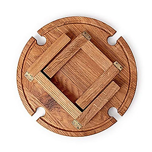 5 Sectional Round Wooden Serving Tray Platter For Wine Glasses And Cheese, Portable Wineglass Stand, Wood Wine Bottle Glass Holder Outdoor Wine Table, Wine Caddy Wine Gift, Charcuterie Board for Snack