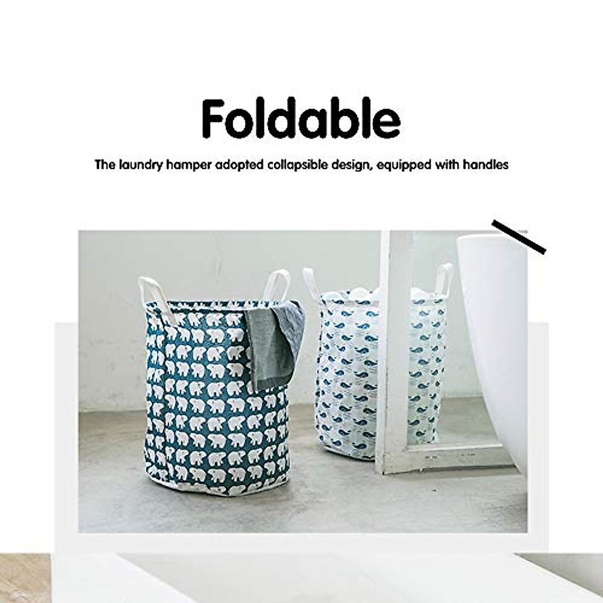 Storage Basket Large Collapsible with Handle Waterproof PE Coating Nursery Laundry Hamper Lightweight for College Dorms Kids Bedroom Bathroom Clothes and Toys Large Storage Bin