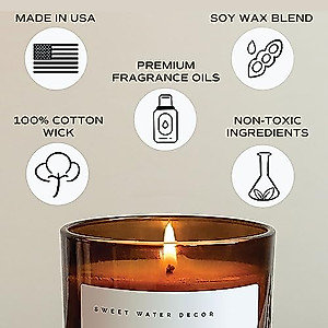 Sweet Water Decor Pumpkin Spice Candle - Fall Candles with Pumpkin, Clover, Cinnamon & Vanilla Scent for Home - Pumpkin Candle with 50 Hours Burn Time - 11Oz Wood Lid Amber Jar Pumpkin Soy Candles
