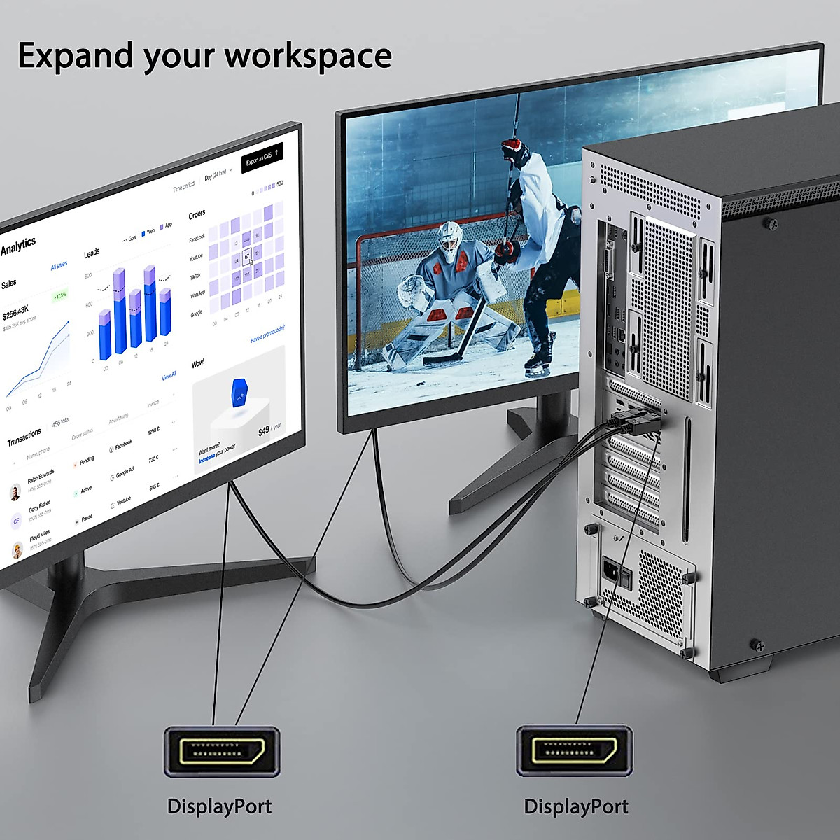 UVOOI 4K DisplayPort Cable 35 Feet, DisplayPort to DisplayPort Cable 35FT Support 4K@60Hz 2K@60Hz, 1080P@165Hz@144Hz (DP to DP Cable)