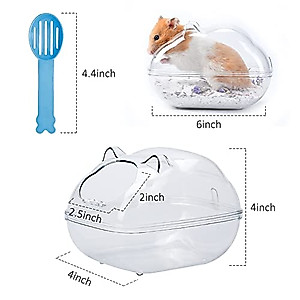 Hamster Sand Bath Container Small Animal Litter Box Bathtub Critter's Bathroom with Scoop Accessories for Mice Hedgehog Lemming Gerbils or Other Small Pets