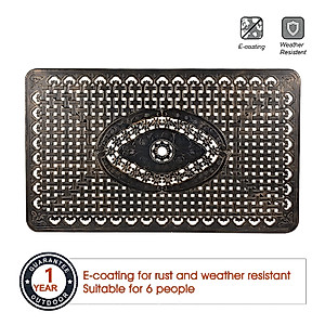 TITIMO 7-Piece Outdoor Furniture Dining Set, All-Weather Cast Aluminum Conversation Set Includes 1 Rectangular Table and 6 Chairs with Khaki Cushions and Umbrella Hole for Patio Garden Deck