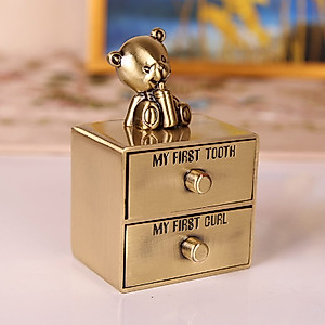 Ruiqas Baby First Tooth and Curl Metal Keepsake Box Tooth Container for Child Kids Teeth and Hair