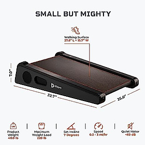 Lifepro Smallest Portable 30in Walking Pad Under Desk Mini Treadmill, Under Desk Small Work Desk Compact Mini Treadmill - Max Speed 3 MPH, 220 Lbs Max Weight, Home & Office Mini Walking Pad Treadmill