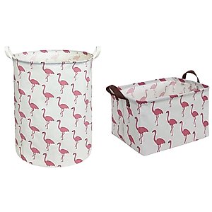 CLOCOR 2 Pack Storage Bins,Canvas Laundry Baskets,Storage Basket-Round Gift Basket with Handles for Toys,Laundry,Baby Nursery,Toy Organizer
