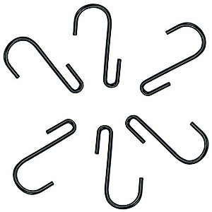 HUJI Black S Shaped Heavy Duty Hanging Hooks for Kitchenware Pots Pans Utensils (Set of 6 Hooks)