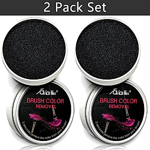 TailaiMei 2 Pack Color Removal Cleaner Sponge, Quickly & Easily Clean Makeup Brushes Powder Without Water or Chemical Solutions Eliminating Drying Time - Switch Eyeshadow Colored Immediately